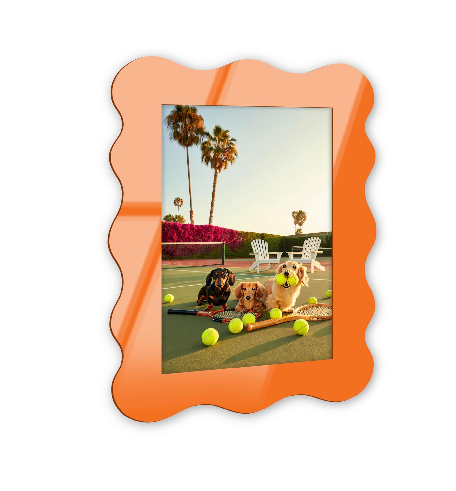 Court Canines Photography Wall Art – Orange Curvy Acrylic Wall Frame ...