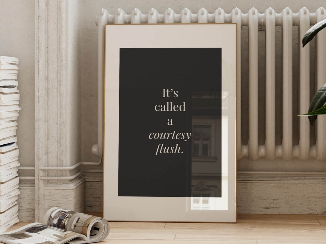 Courtesy Flush Funny Bathroom Art Print Bathroom Wall Decor Art Guest ...