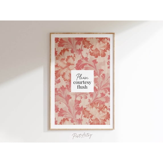 Courtesy Flush Pink Bathroom Wall Art, Unframed Canvas Size 24x36 ...