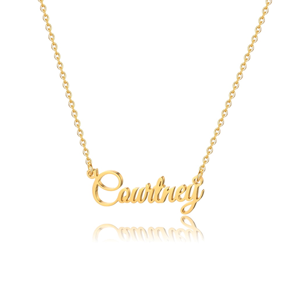 Courtney Name Necklace Personalized, Gold Plated Custom Name Necklace ...