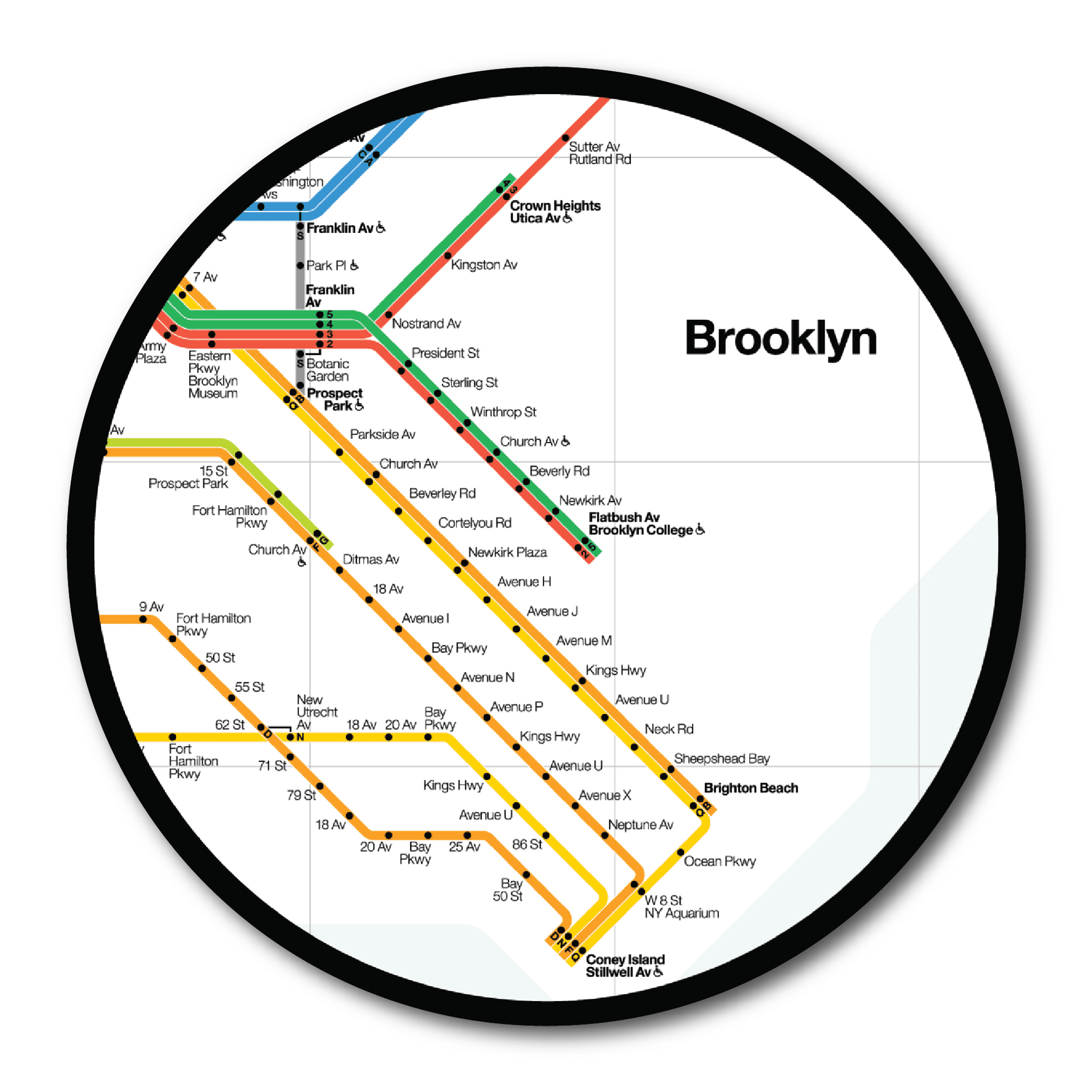 Courtside Market Brooklyn Subway Map Circular Wood Decor[ 12x12 Multi ...