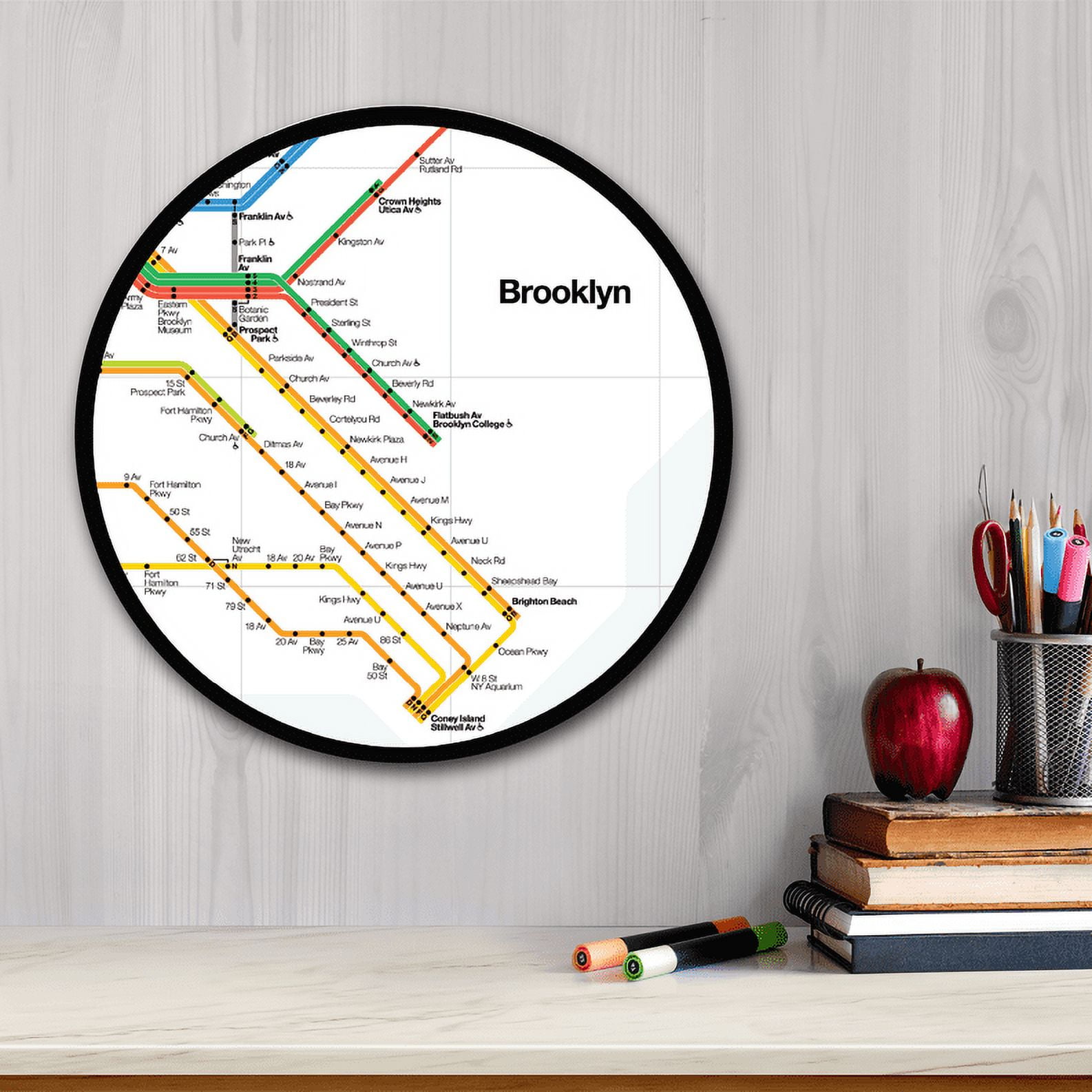 Courtside Market Brooklyn Subway Map Circular Wood Decor - Walmart.com