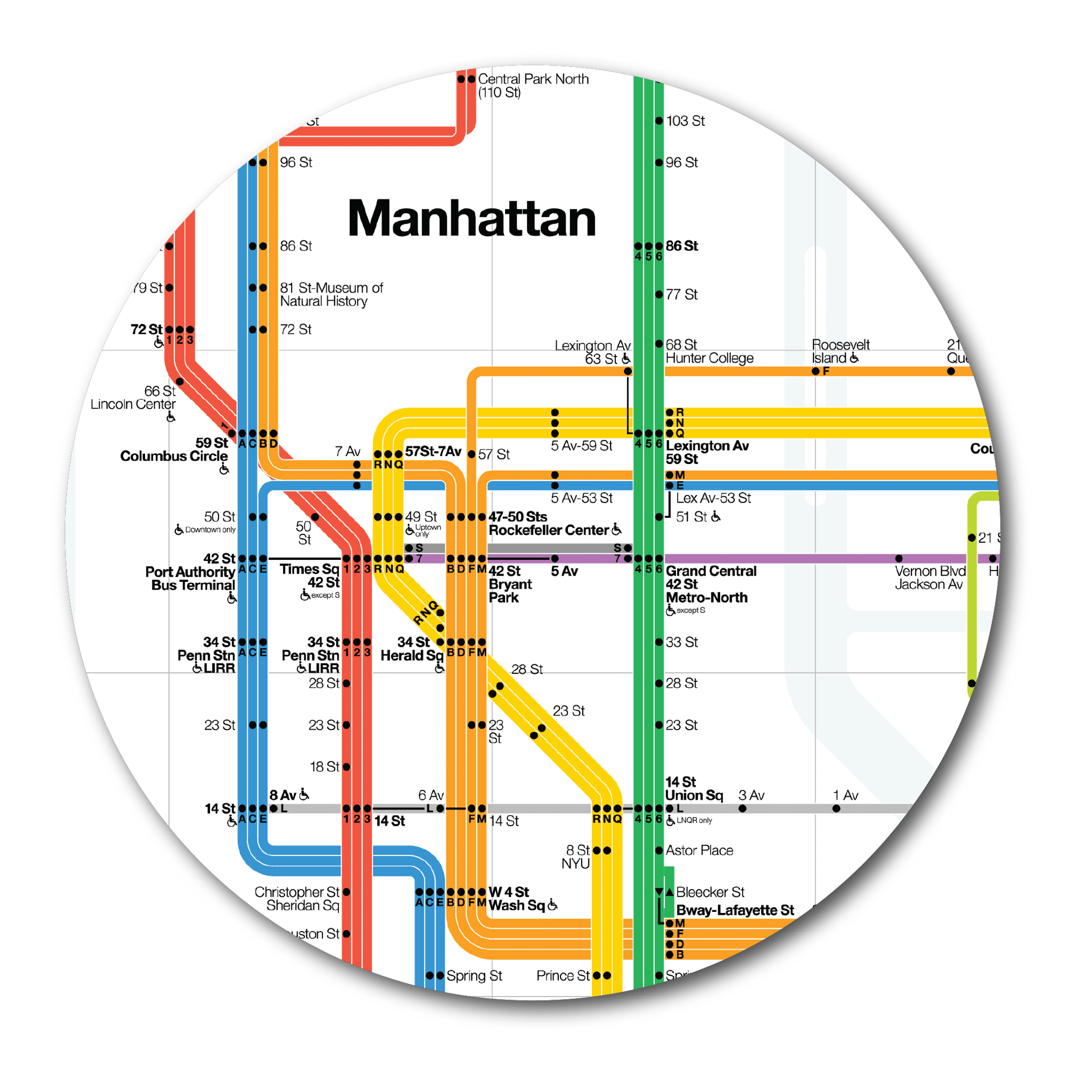 Courtside Market Manhattan Subway Map Circular Wood Decor[ 8x8 Multi ...