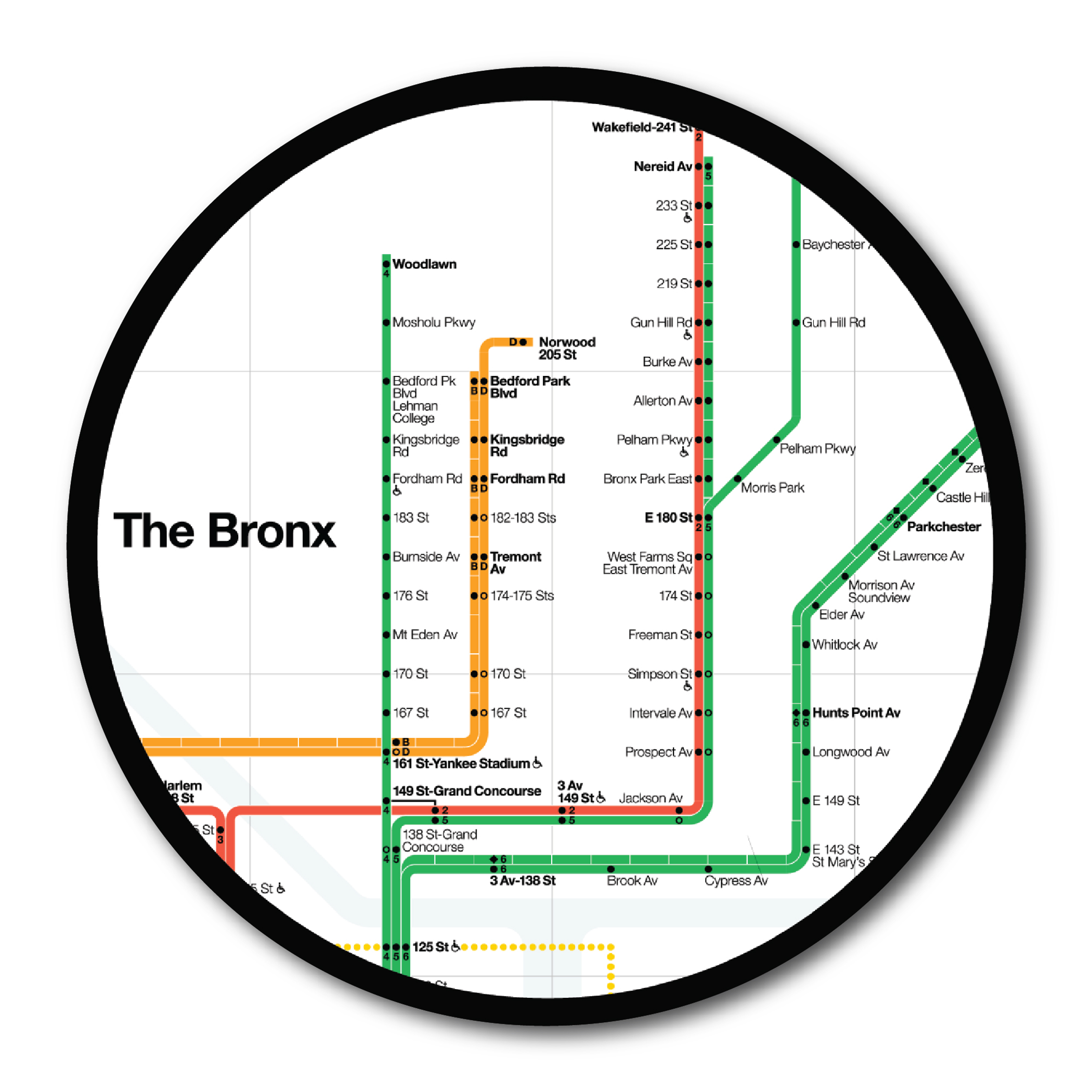 Courtside Market The Bronx Subway Map Circular Wood Decor[ 12x12 Multi ...
