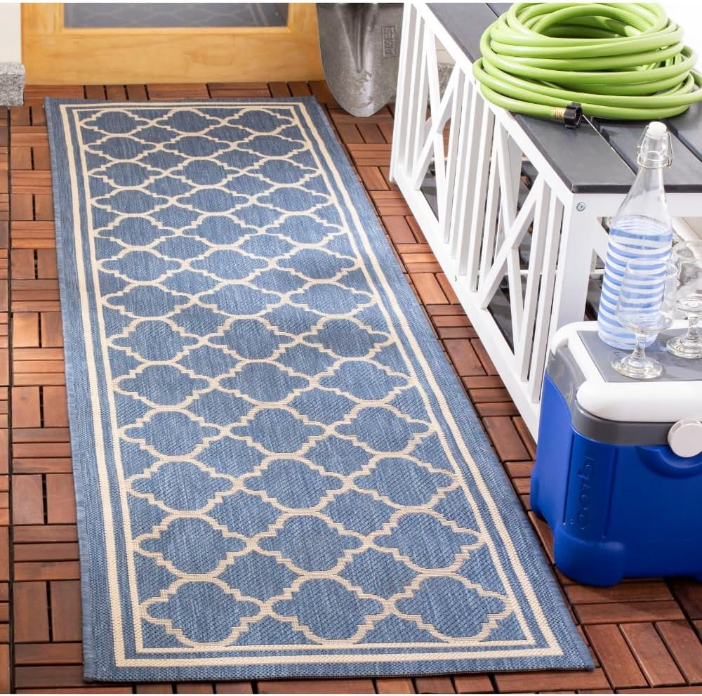 Courtyard Collection 2'3' X 14' Blue/Beige CY6918 Trellis Indoor ...