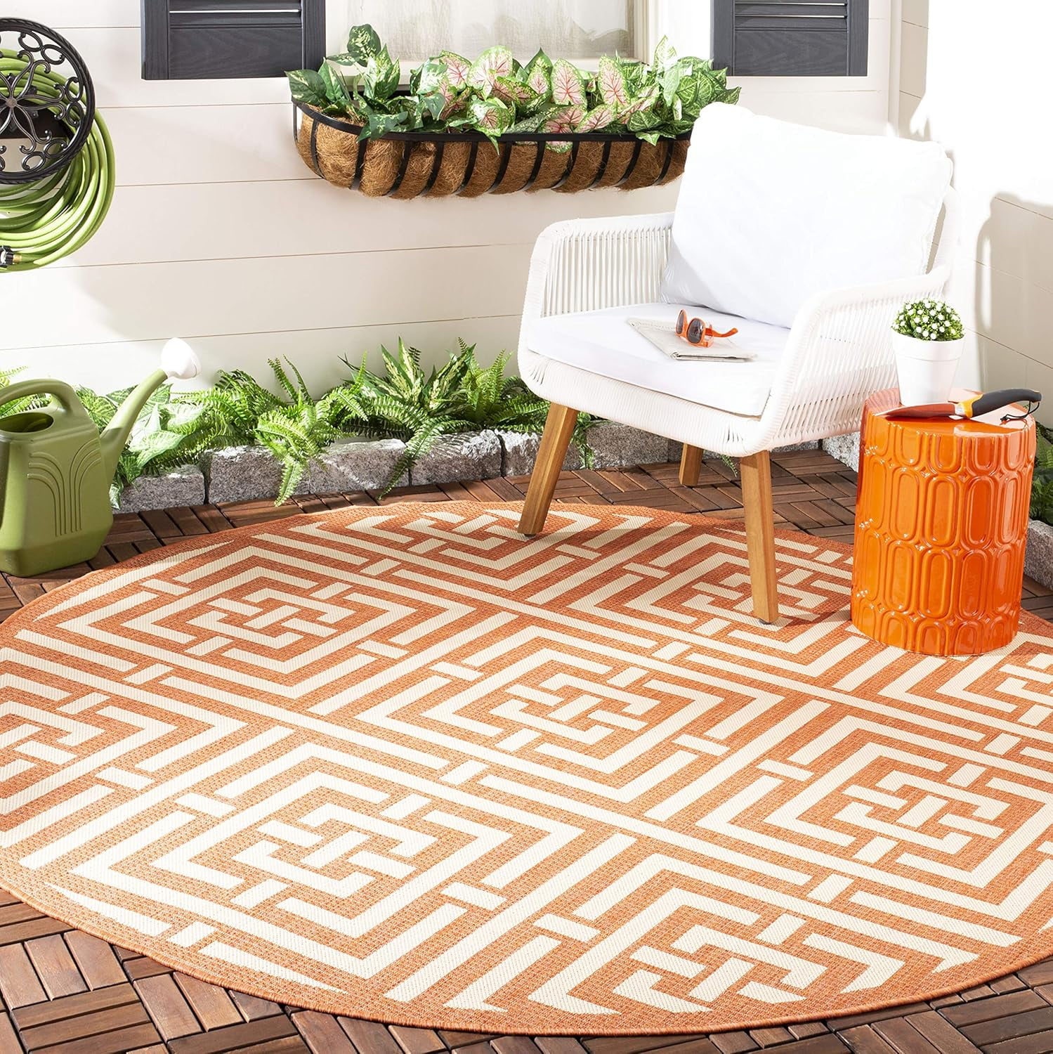 Courtyard Collection 5'3" Round Terracotta / Cream CY6937 Indoor ...