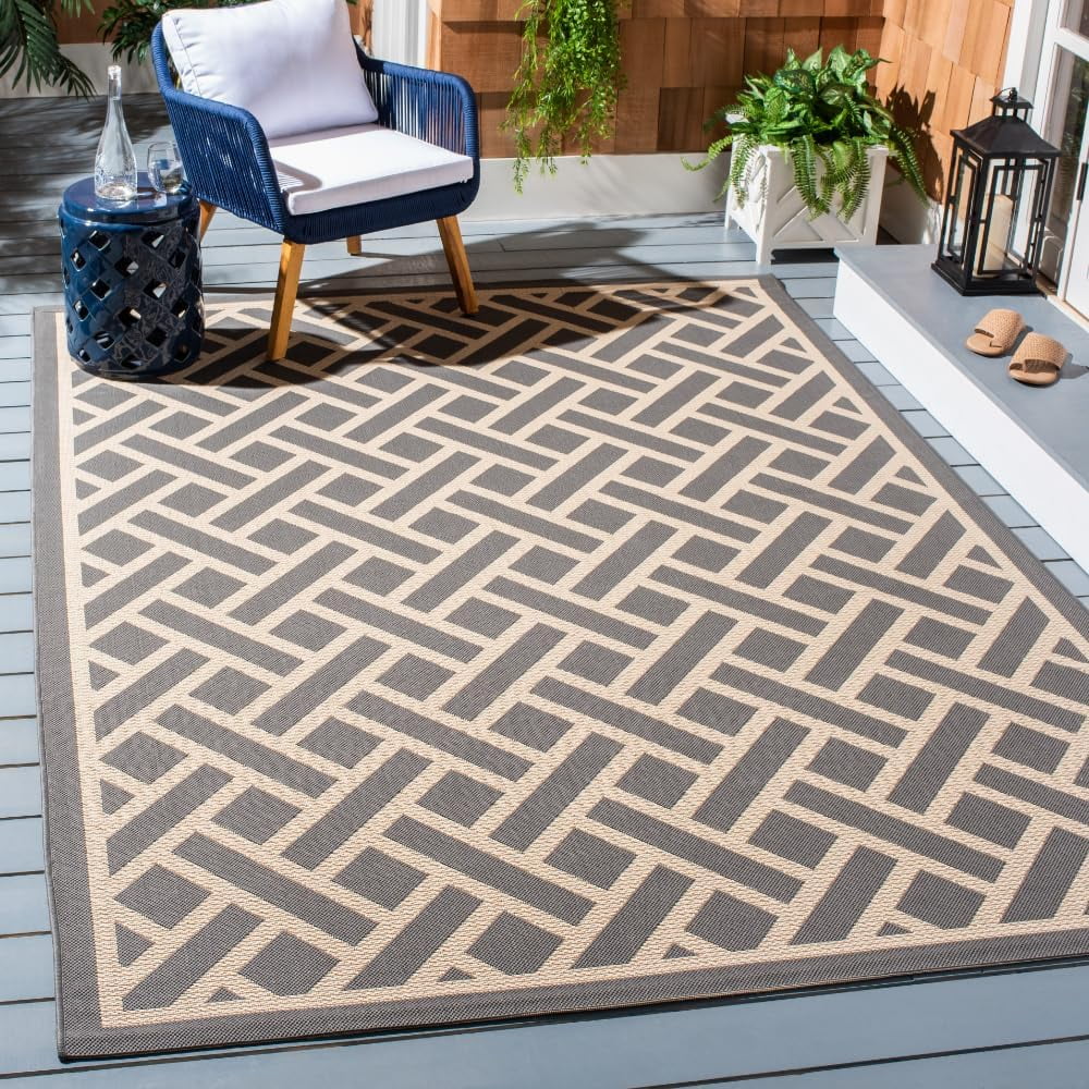 Courtyard Collection Area Rug - 5'3" X 7'7", Anthracite & Light Beige ...