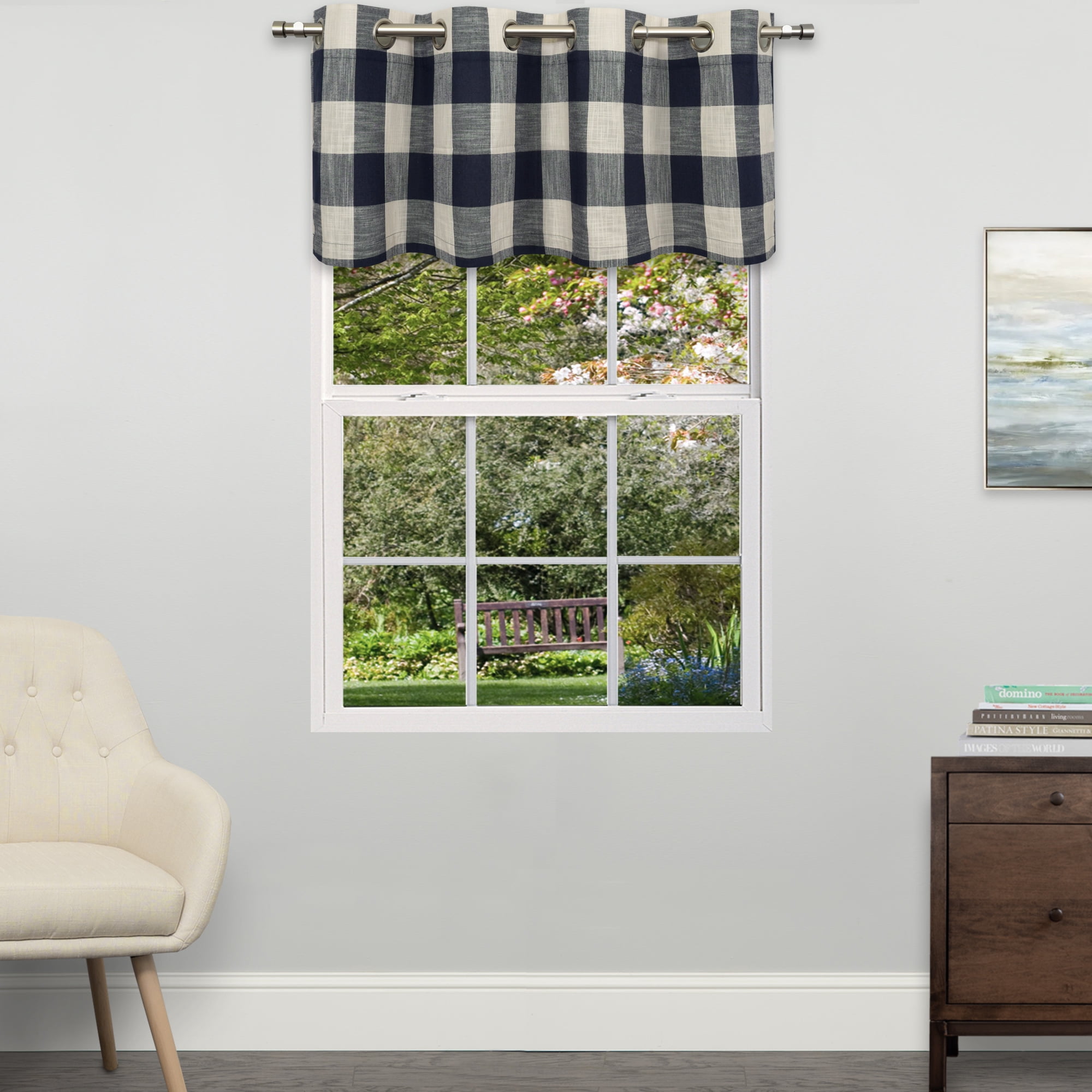 Courtyard Grommet Plaid Window Curtain Valance 18"x53" - Walmart.com