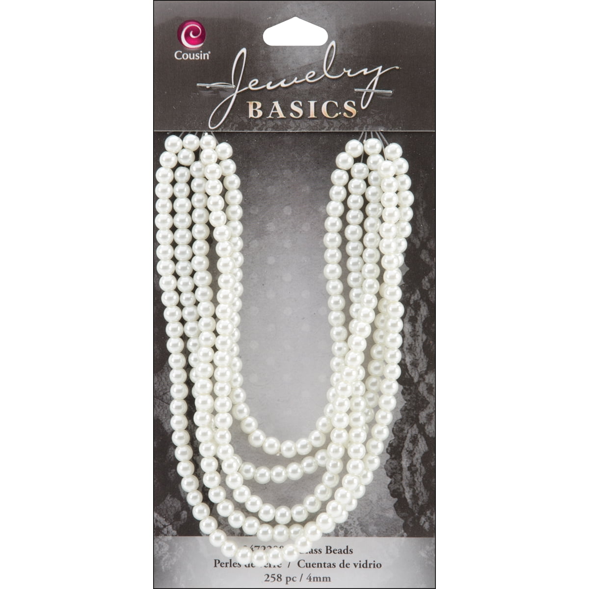 Cousin 34722001 Jewelry Basics Pearl Beads 4mm 258-Pkg-White - Walmart.com