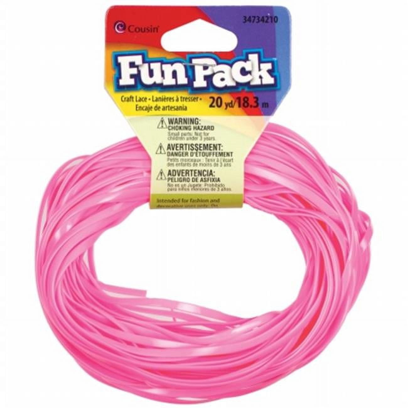 Cousin CCPCL-34210 Fun Pack Plastic Craft Lace 20 Yards-Pkg-Pink ...