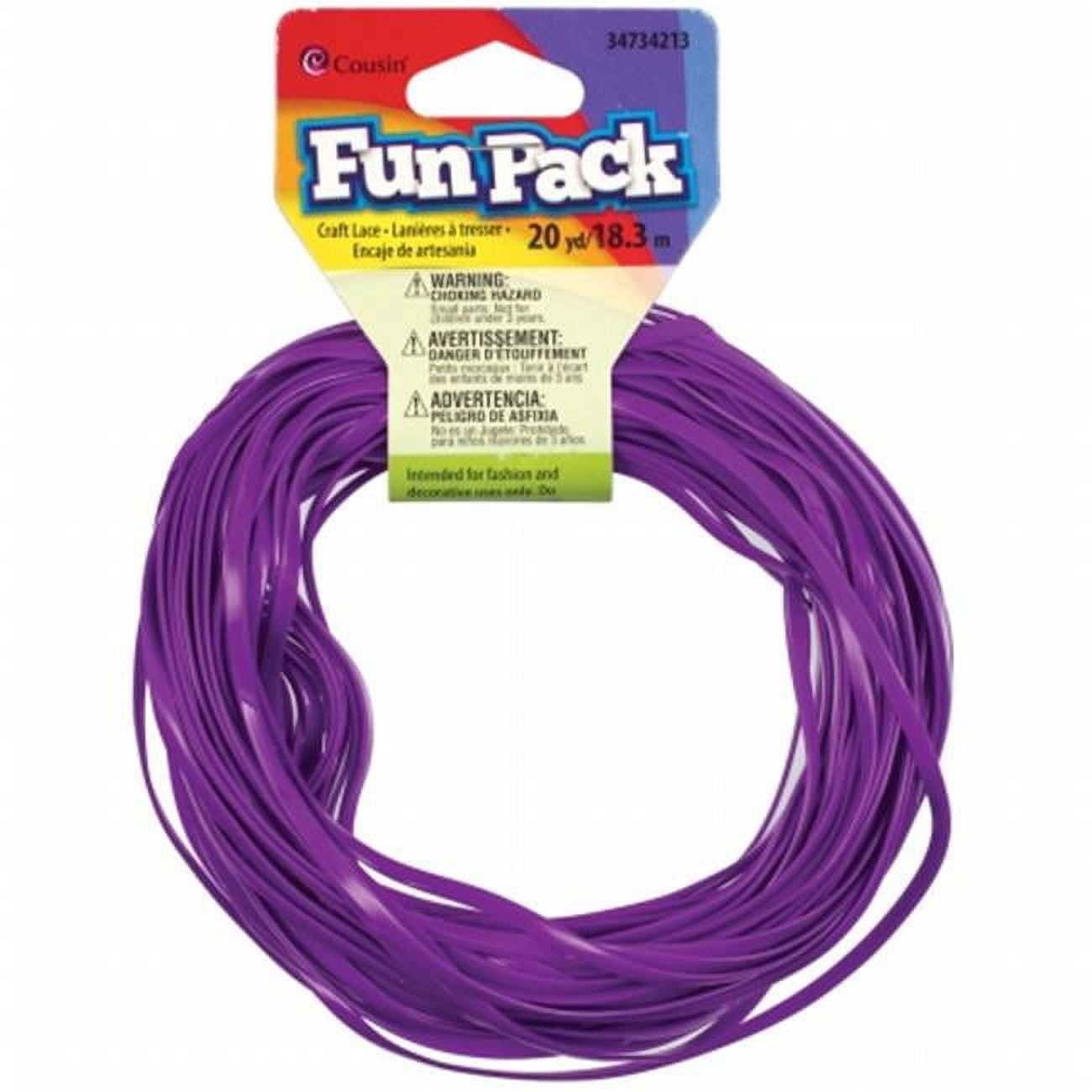 Cousin CCPCL-34213 Fun Pack Plastic Craft Lace 20 Yards-Pkg-Purple ...