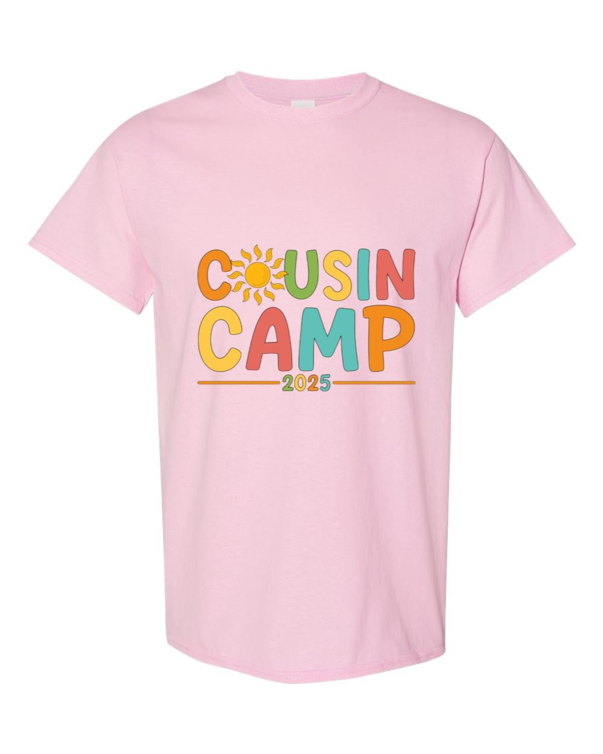 Cousin Camp 2025 T-Shirt Colorful Camping Theme for Group Trips, for ...