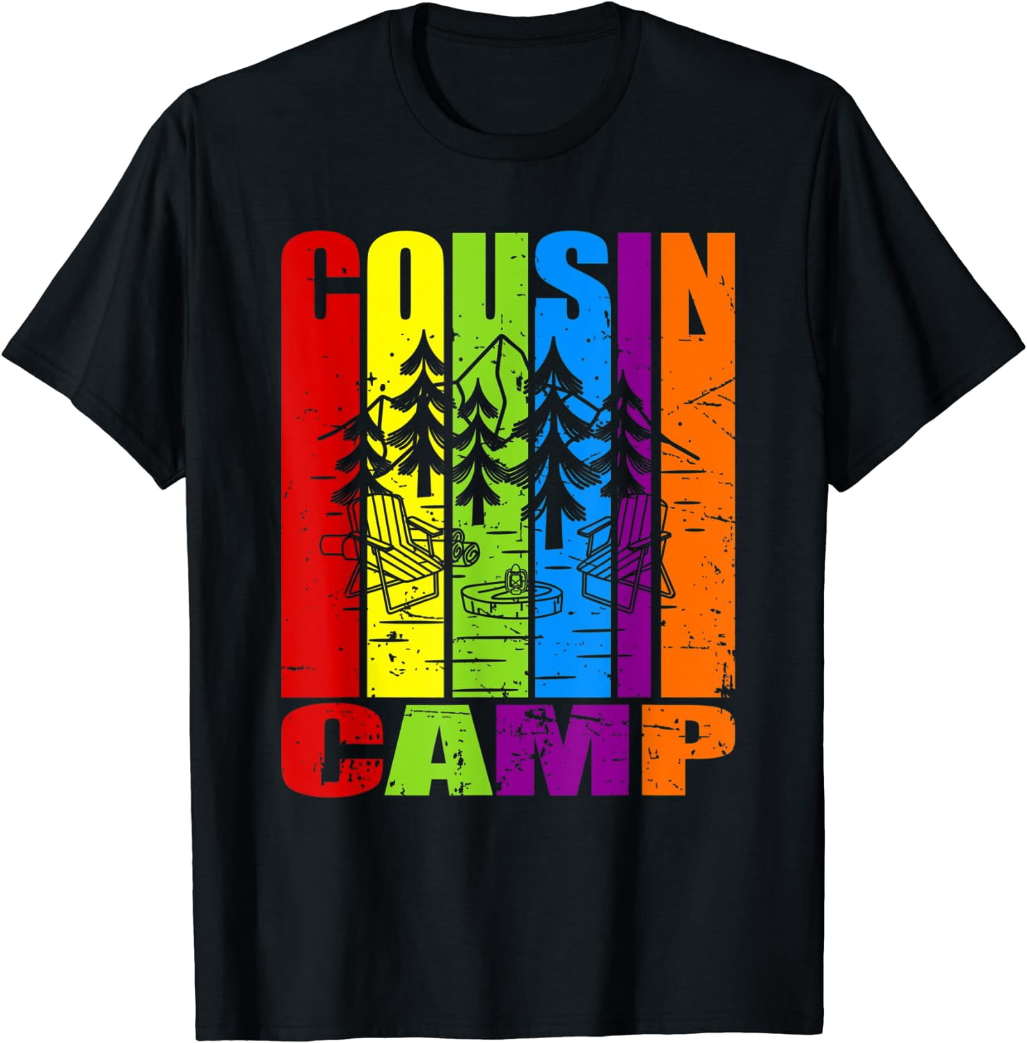 Cousin Camp - Outdoor Camping Scene Vintage Matching Family T-Shirt ...