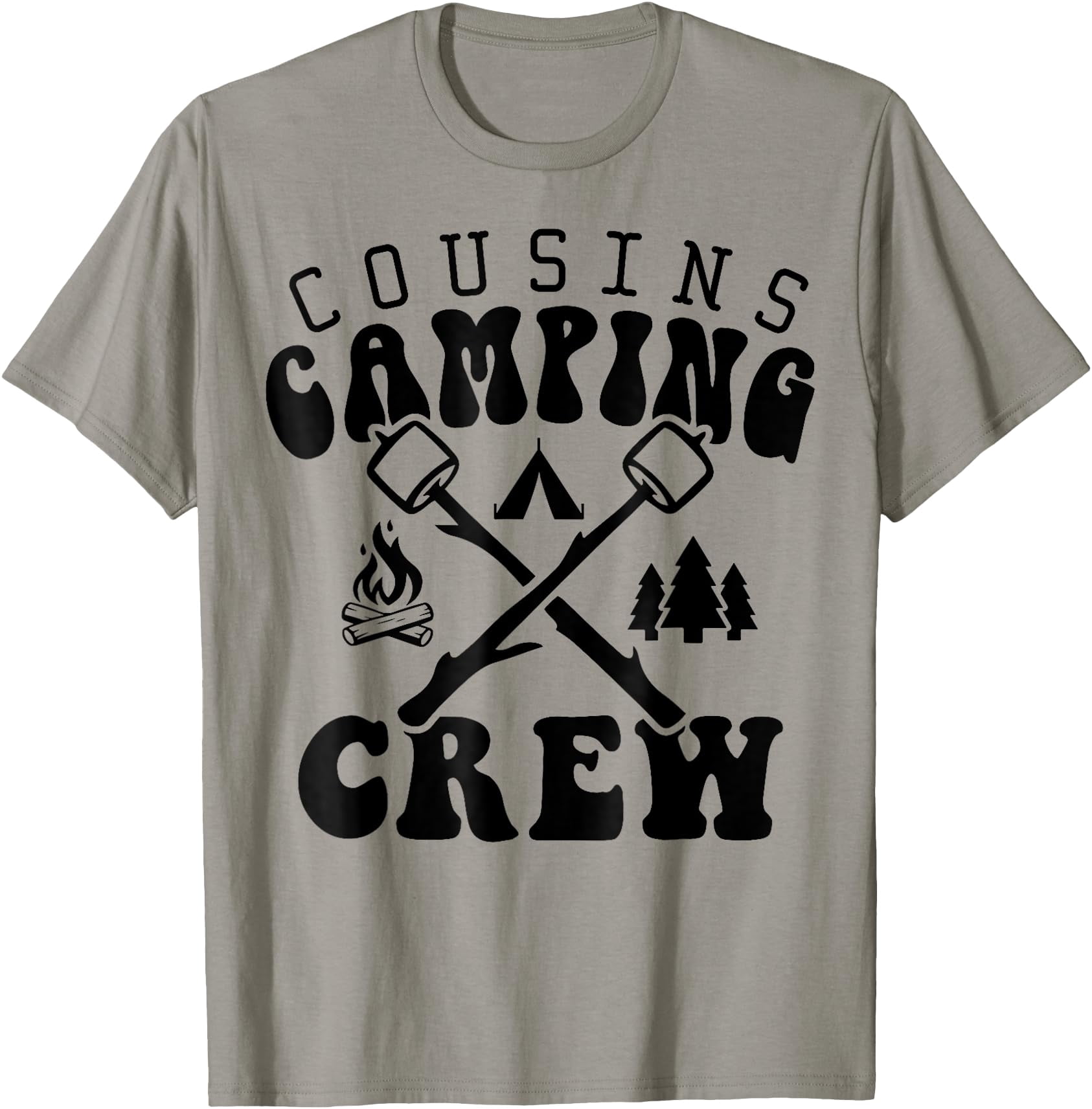 Cousin Camping Crew 2025 T-Shirt for Family Vacation with Fun Campfire ...