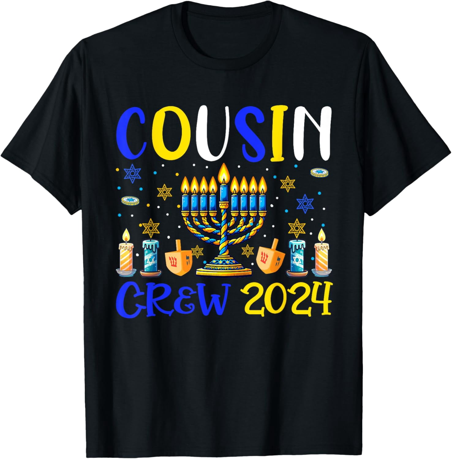Cousin Crew 2024 Hanukkah Family Costume Menorah Dreidel T-Shirt ...