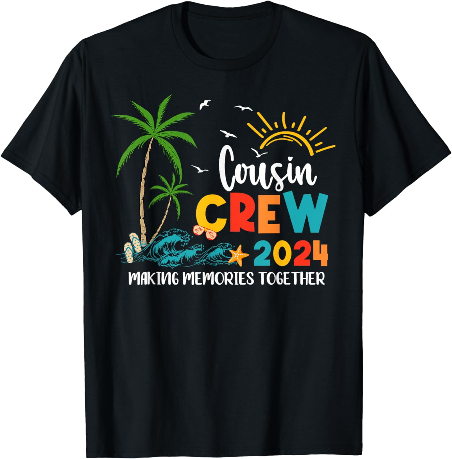Cousin Crew 2024 Summer Vacay Beach Family Squad Holiday T-Shirt ...