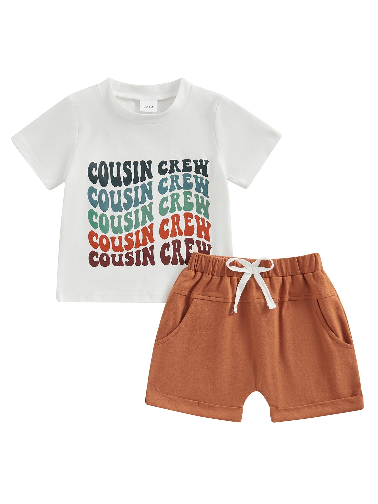 Cousin Crew Baby Girl Summer 2 Piece Outfits Round Neck Short Sleeve Letter Print Tops + Elastic ...