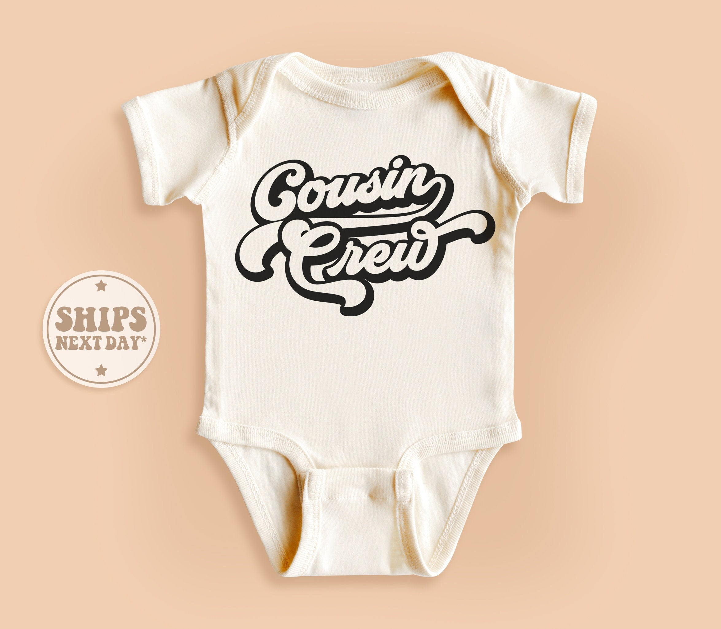 Cousin Crew Baby Onesie, Cousin Announcement Bodysuit, Retro Cousin Crew Natural Bodysuit, New ...