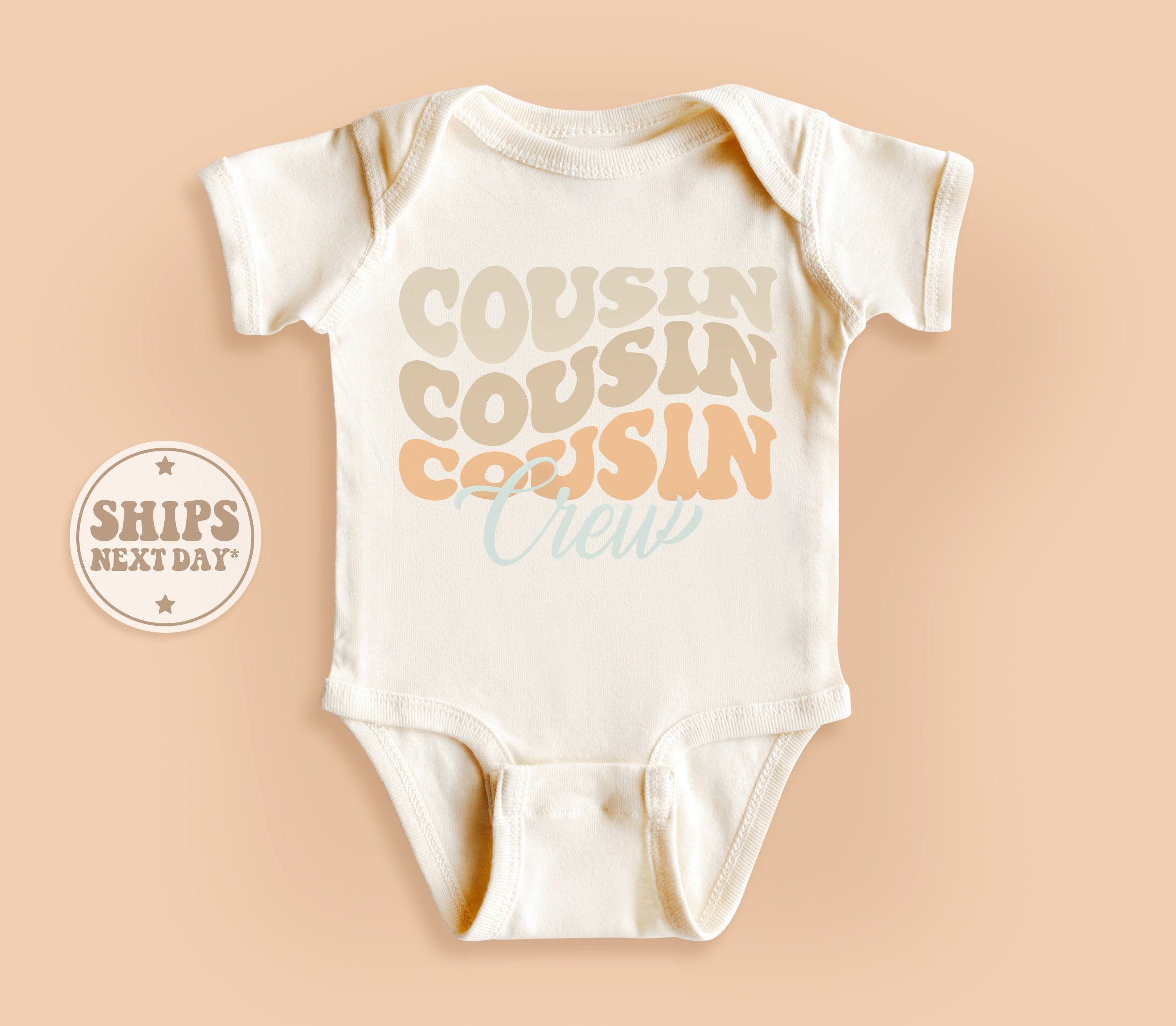 Cousin Crew Baby Onesie, Retro Cousin Natural Bodysuit, Cousin Crew Gift, New Cousin Bodysuit ...
