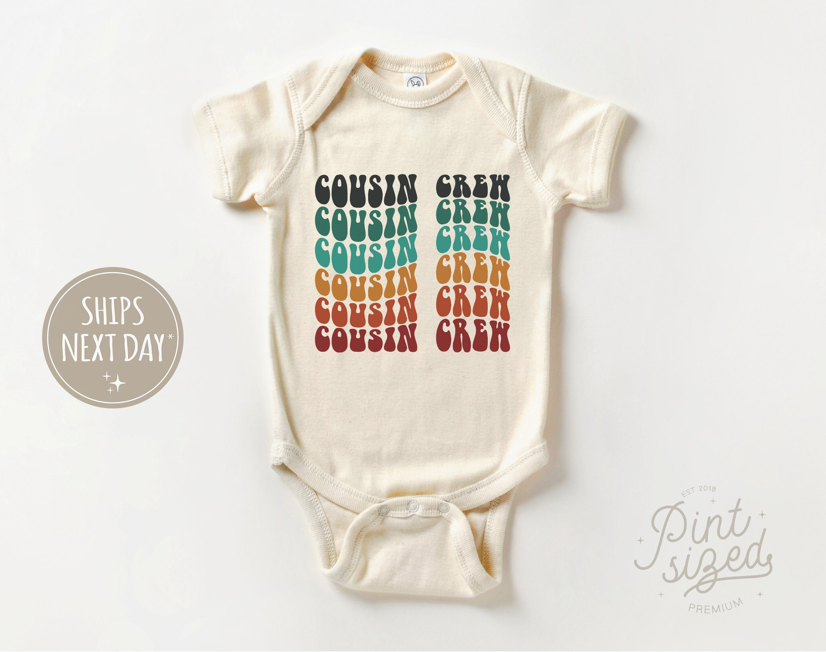 Cousin Crew Onesie, Boho Retro Rainbow Bodysuit, Matching Cousins Onesie Cute Baby Onesie, BABY ...