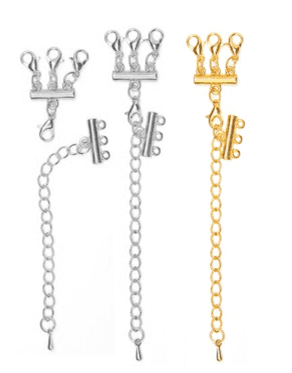 Cousin DIY 3 Strand Multi Chain Clasp Closure, 3 Count, Silver and Gold ...