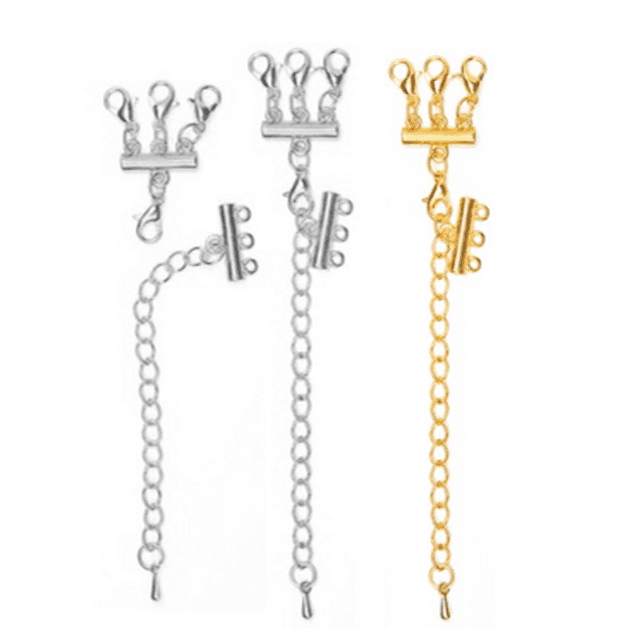 Cousin DIY 3 Strand Multi Chain Clasp Closure, 3 Count, Silver and Gold ...