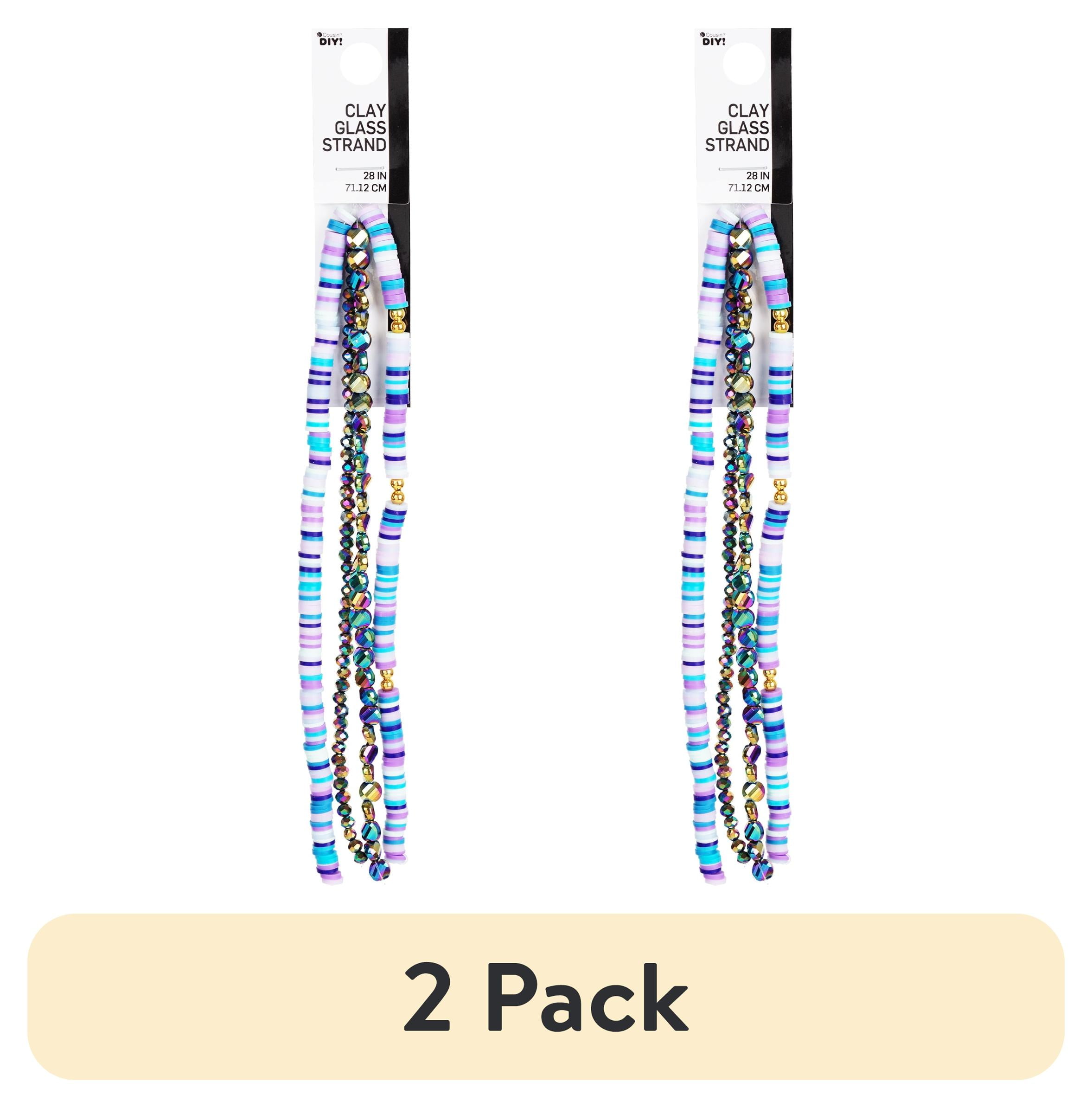 (2 pack) Cousin DIY 4-Strand Purple/Blue Heishi, Rainbow Glass Rondelle and Coin Beads, Adult ...