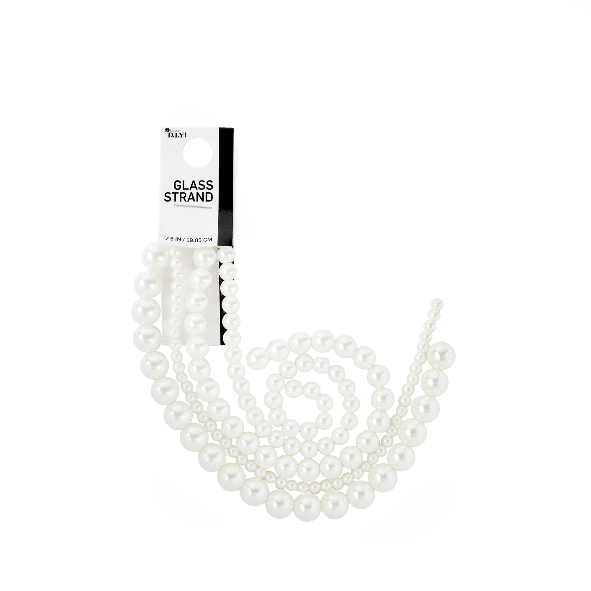 Cousin DIY Unisex 4-Strand White Pearl Glass Beads, 7.5 Inch, 120 Piece ...