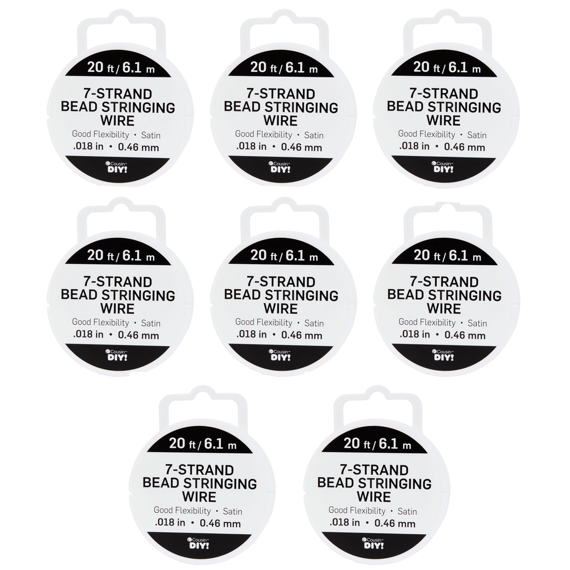 Cousin DIY 7 Strand 0.018 mm Bead Stringing Wire, Satin Silver, 20 Ft ...