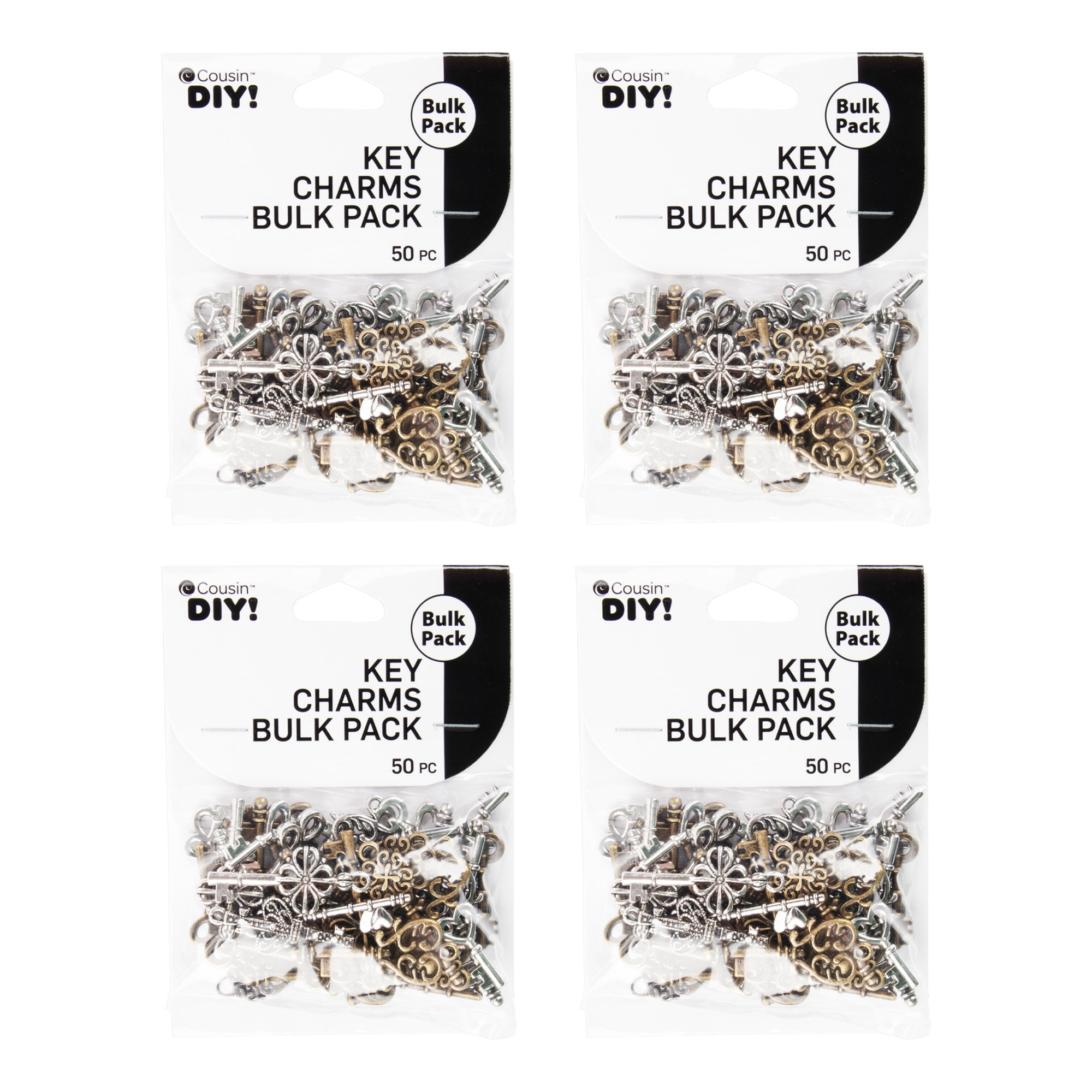 Cousin DIY Antique Keys Silver and Gold Metal Bulk Charm Assortment, 50 ...