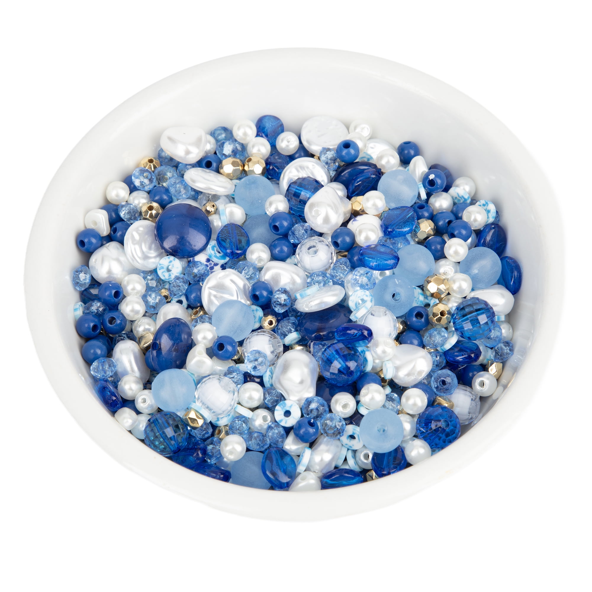 Cousin DIY Blue and White China Bead Mix, Pearl, Gold, Ceramic ...