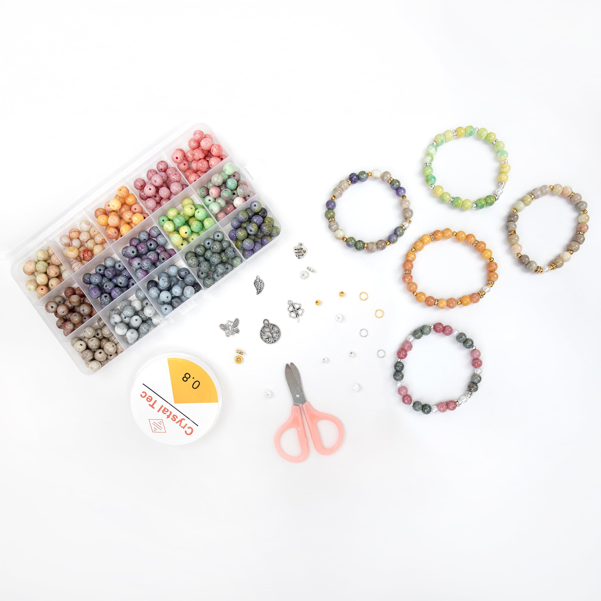 CousinDIY 538-Piece Charm Bracelet Making Kit with Marble Beads and ...