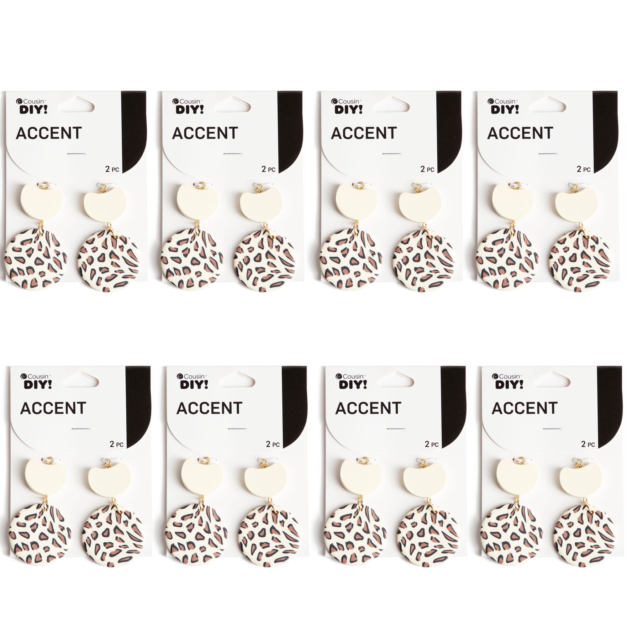 Cousin DIY Cheetah Polymer Clay Jewelry Accent, 1 Pair Each - 8 Packs ...