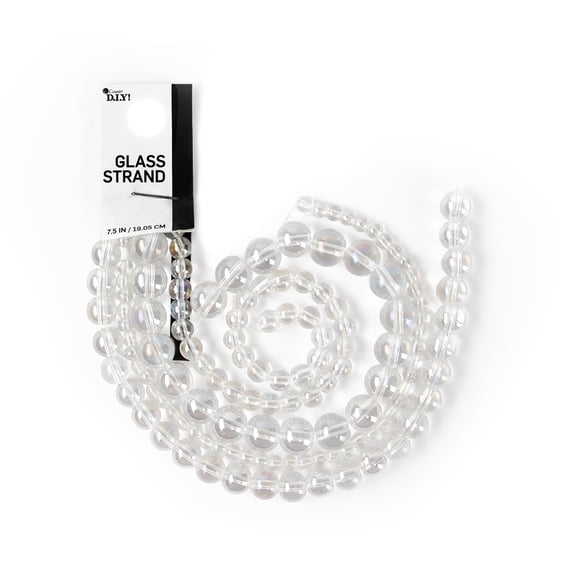 Cousin DIY Clear Round Glass Bead Strand in Multiple Sizes, 7.5 inch, 4 ...