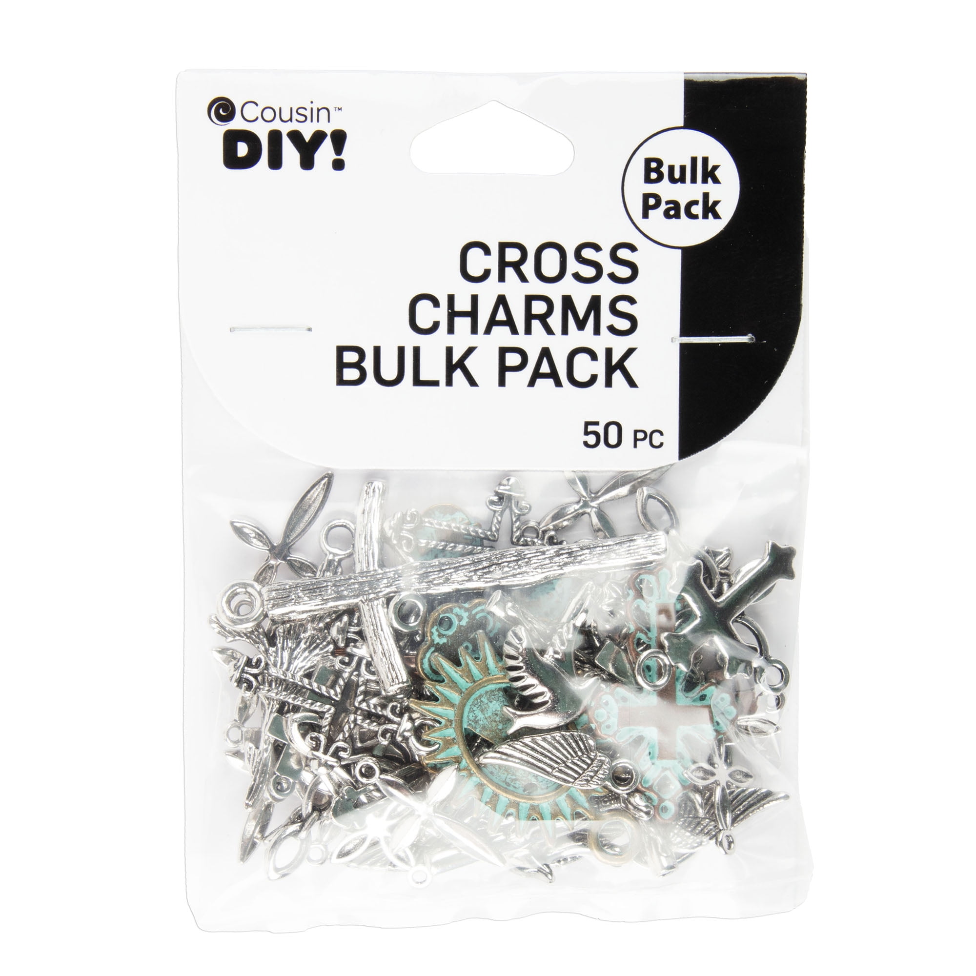 Cousin DIY Cross Bulk Charm Assortment, 50 Piece, Silver/Gold/Patina ...