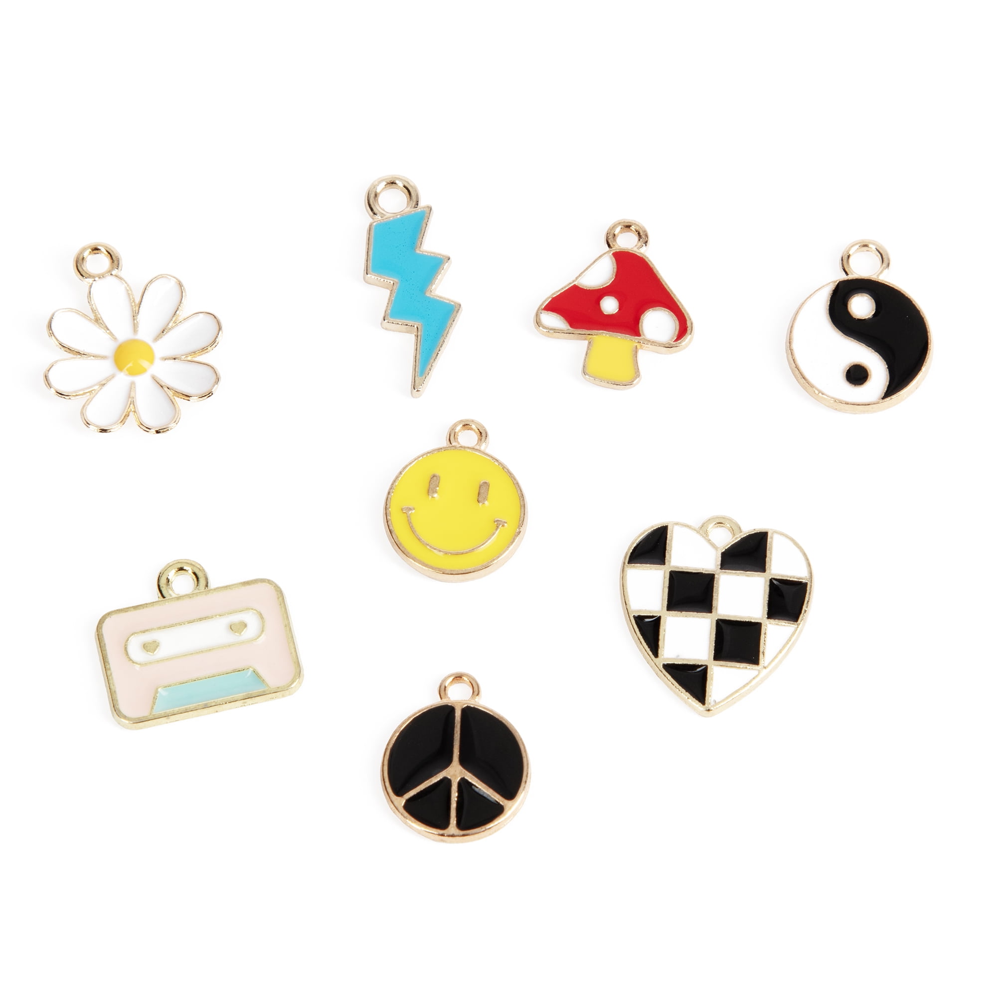 Cousin DIY Enameled Gold Metal Y2K Charms, 8 Piece, Multicolor, Unisex ...