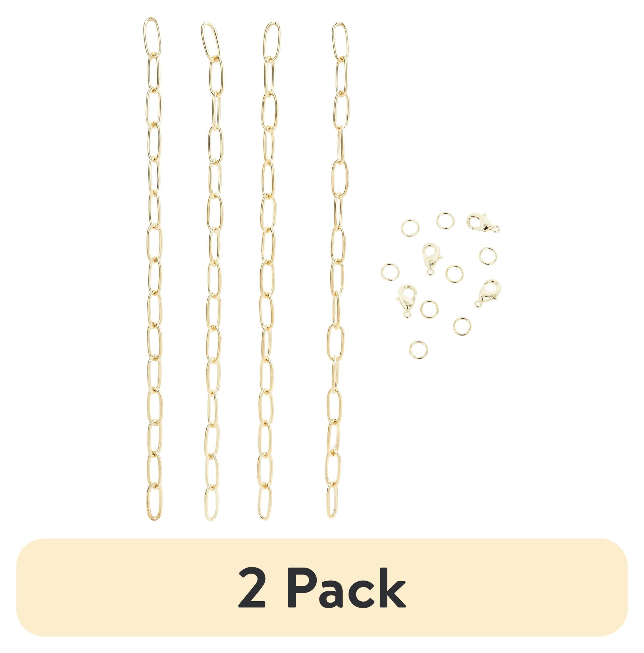 (2 pack) Cousin DIY Gold Dainty Long Link Chain for Jewelry Making, 7.5 ...