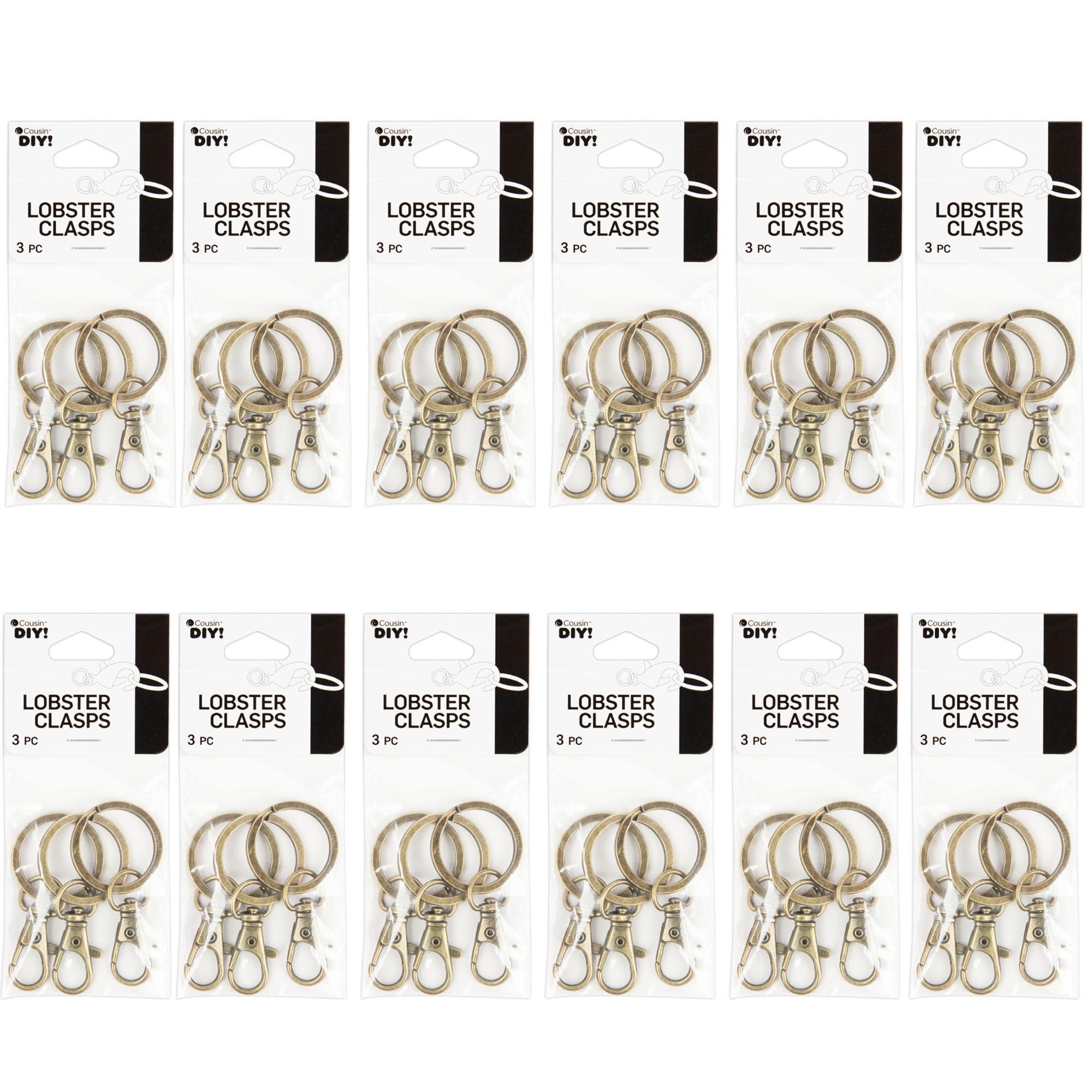 Cousin DIY Metal Antique Brass Large Split Ring with Lobster Clasp ...