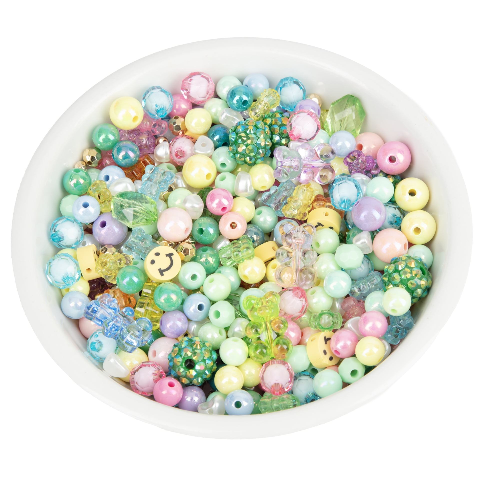 Cousin DIY Pastel Macaroon Acrylic Beads, Smiley Face/Gummy Bear, 135g ...