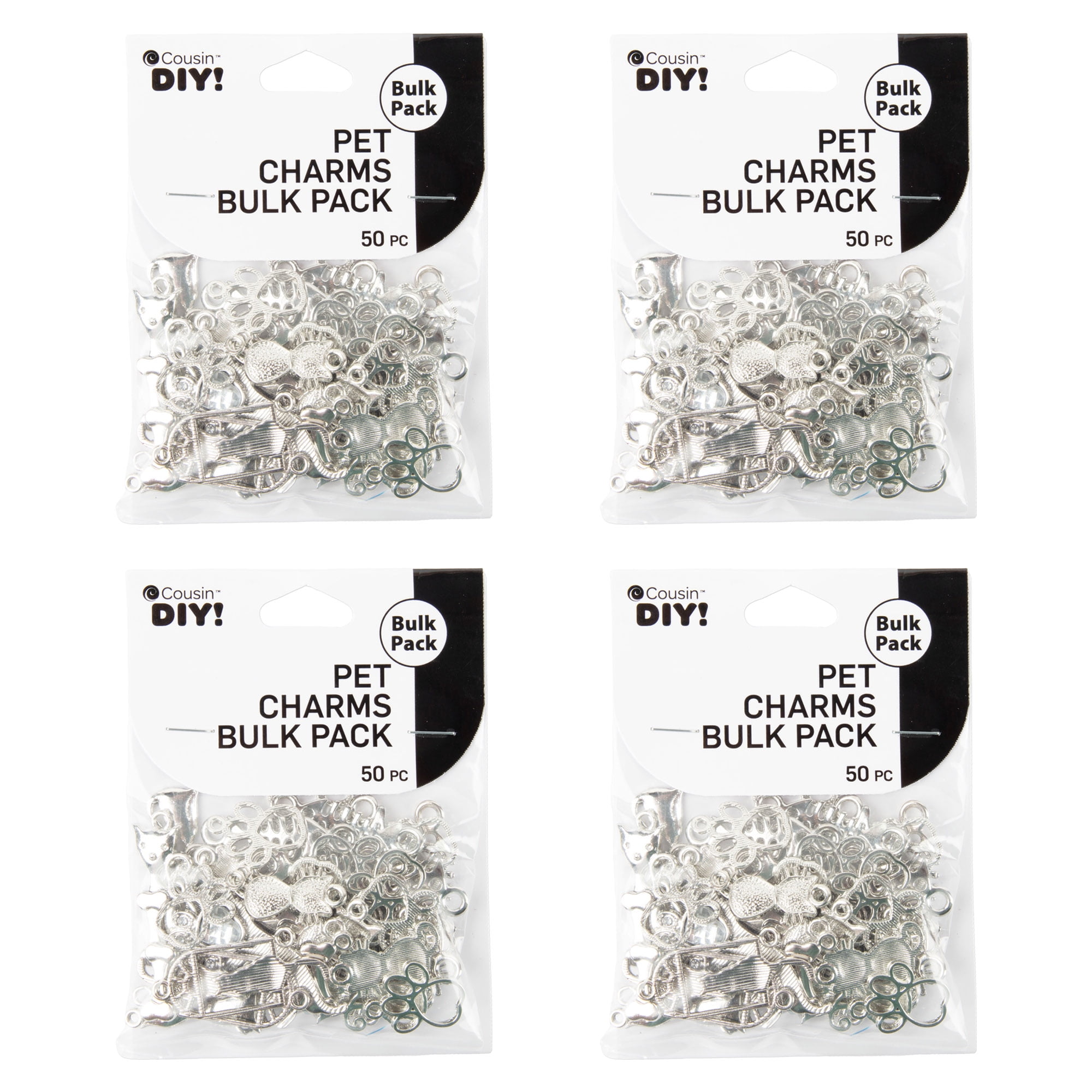 Cousin DIY Pet Silver Bulk Charm Assortment, 50 Pc. Each, 4 Packs ...