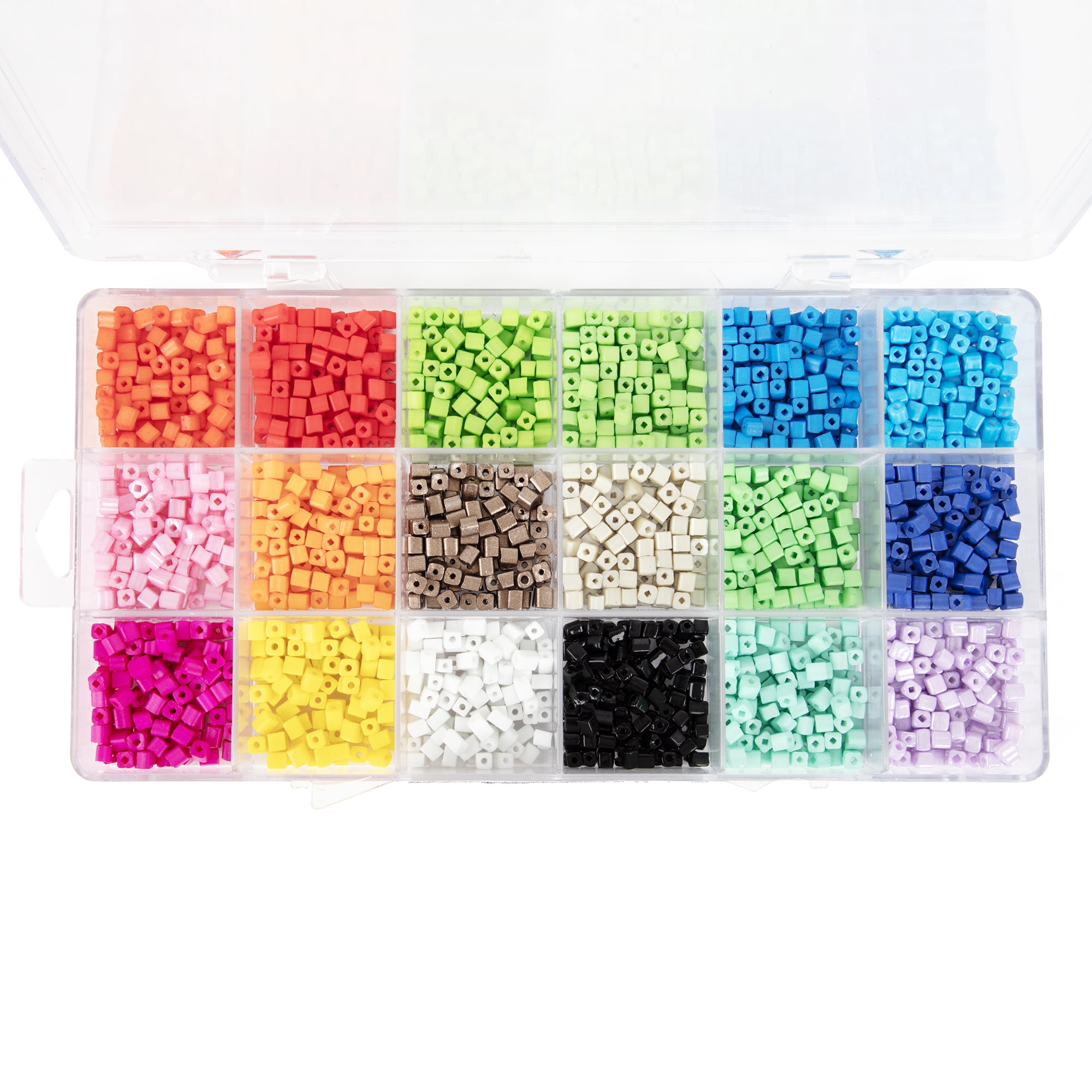 Cousin DIY Rainbow Square Glass Seed Bead Assortment with Case, 180g ...