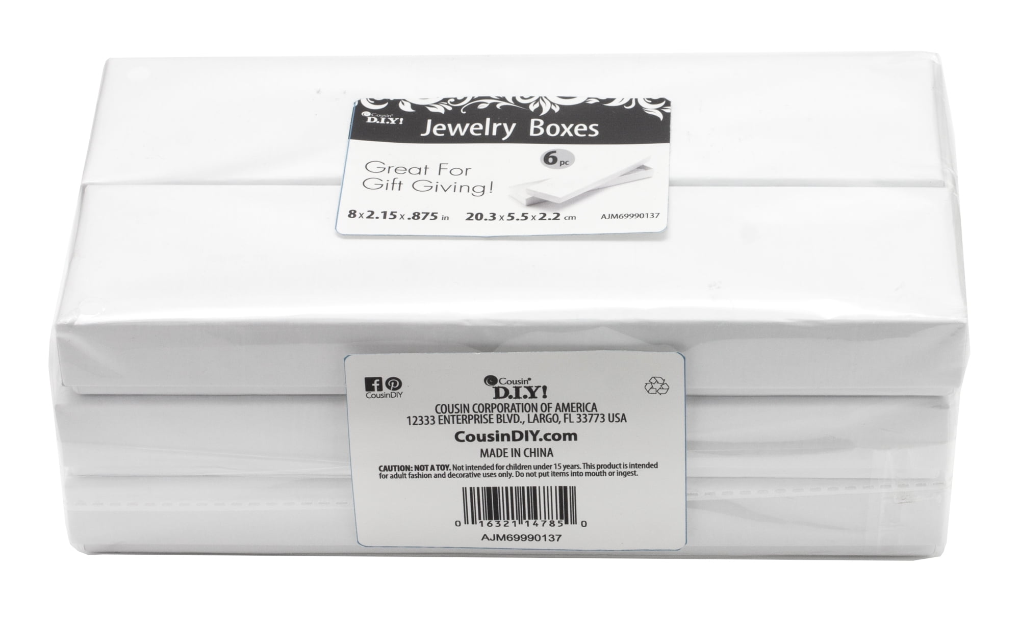 Cousin DIY Rectangular White Paper Gift Boxes, Unisex (6 Piece) 8" x 2. ...