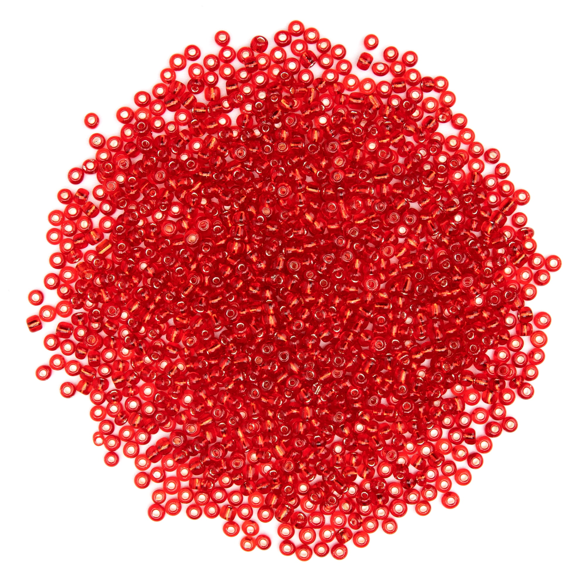 Cousin DIY Red Silver-Lined Glass E-Beads, 100g Bulk Pack, 6/0, 1000 ...