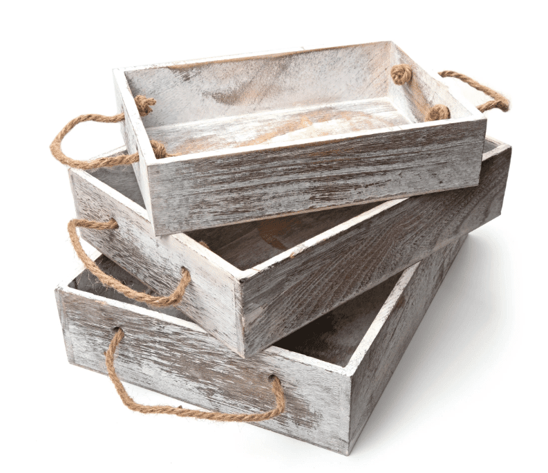 Cousin DIY Rustic Wooden White Wash Rectangular Nested Tray Set, 3 ...
