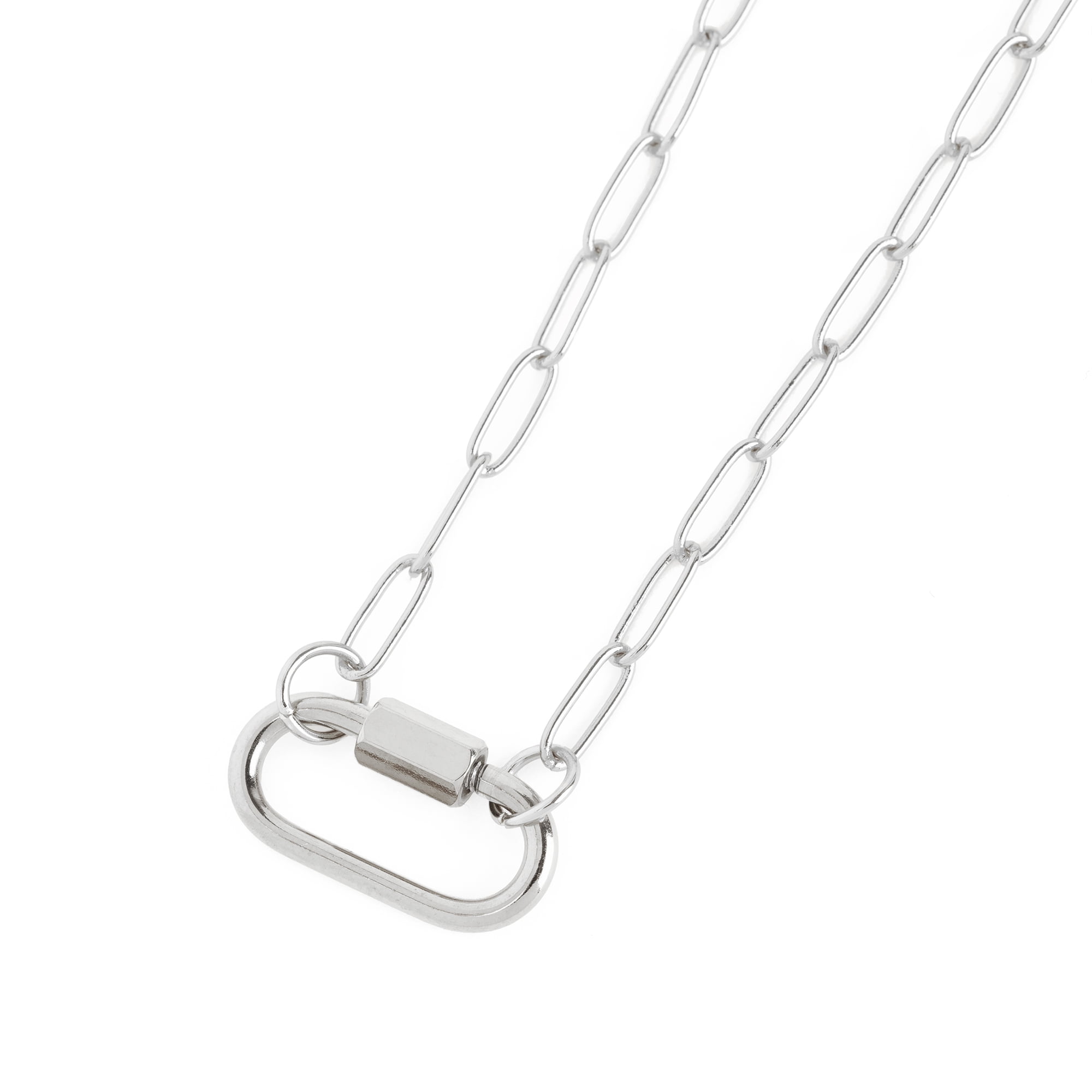 Cousin DIY Silver Paperclip Chain with Carabiner Pendant, 18"+3 ...