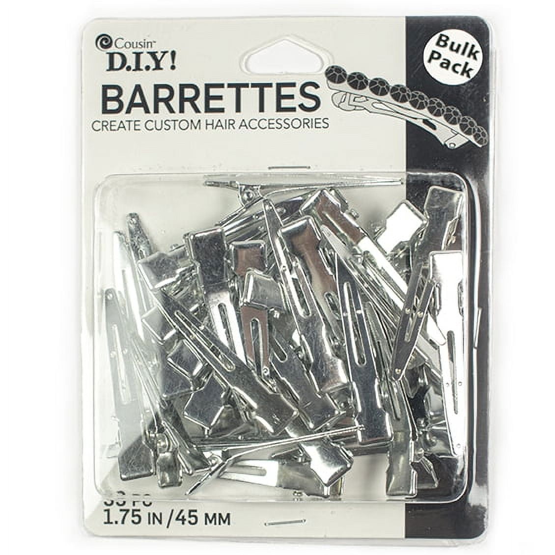 Cousin DIY Single Prong Metal Hair Clip, Bulk Pack of 33, Silver ...