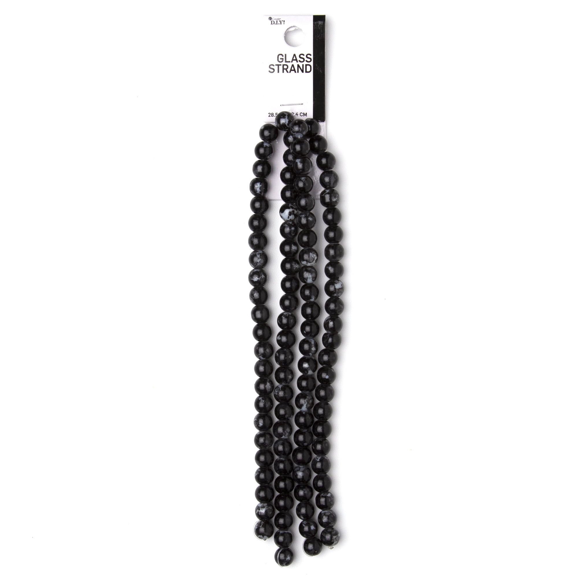 Cousin DIY Splatter Glass Bead Strand, Black/White, 100 Piece, 28.5in ...