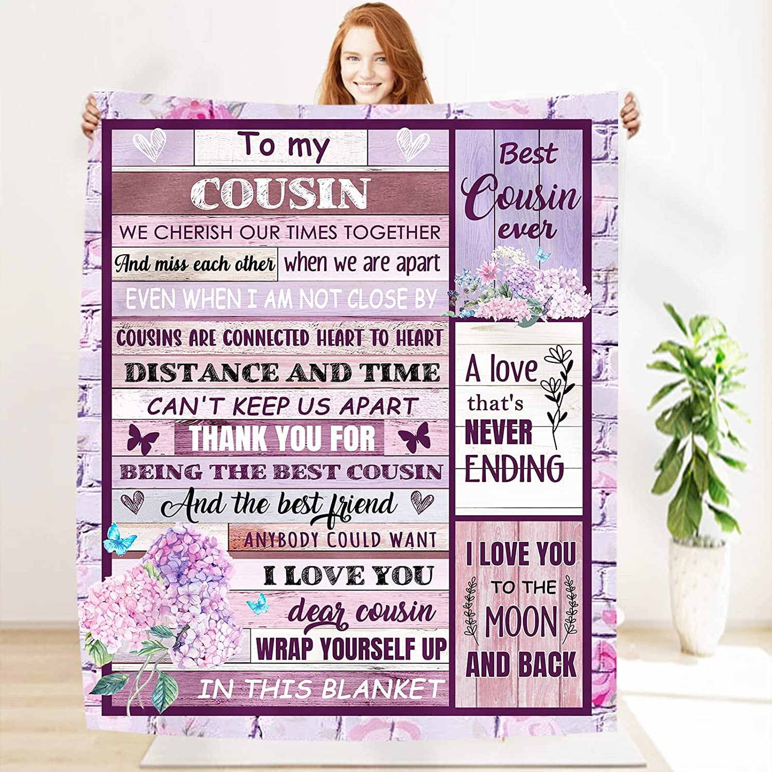 Cousin Gifts for Women, Cousin Blanket 50''''x60, Gifts for Cousins, Christmas Birthday Gift for ...