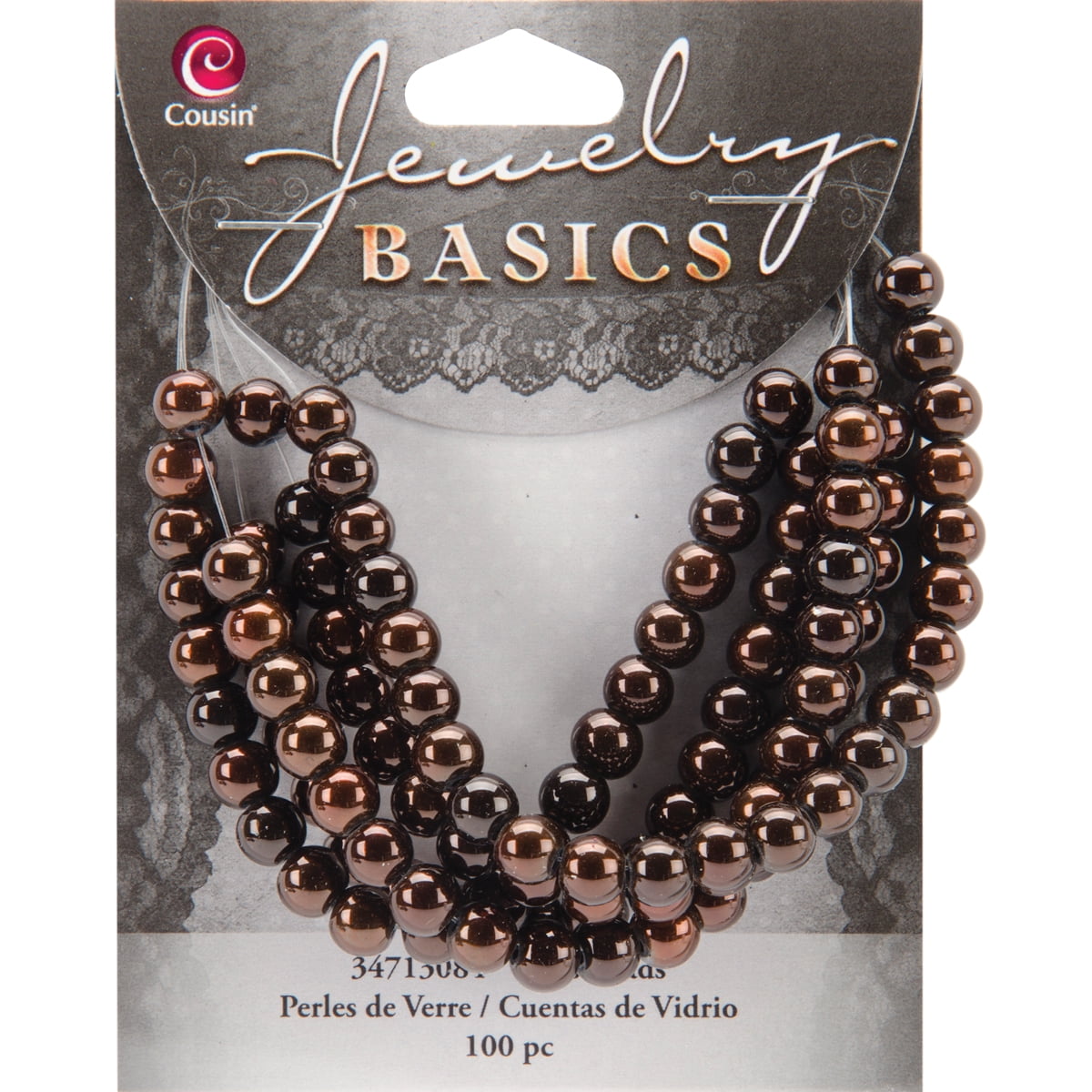 Cousin Jewelry Basics Glass Beads, 6mm Metallic Round, 100pk - Walmart.com
