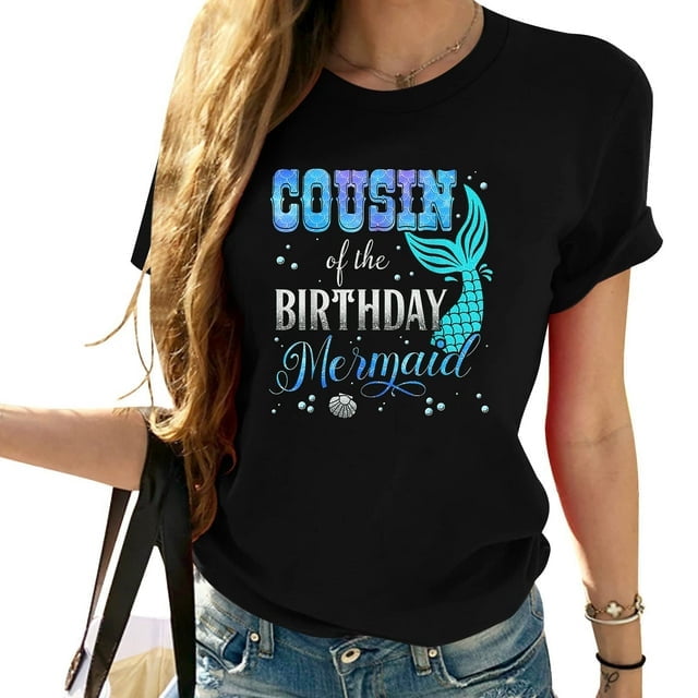 Cousin Of The Birthday Mermaid Themed Party Matching Family T-Shirt ...